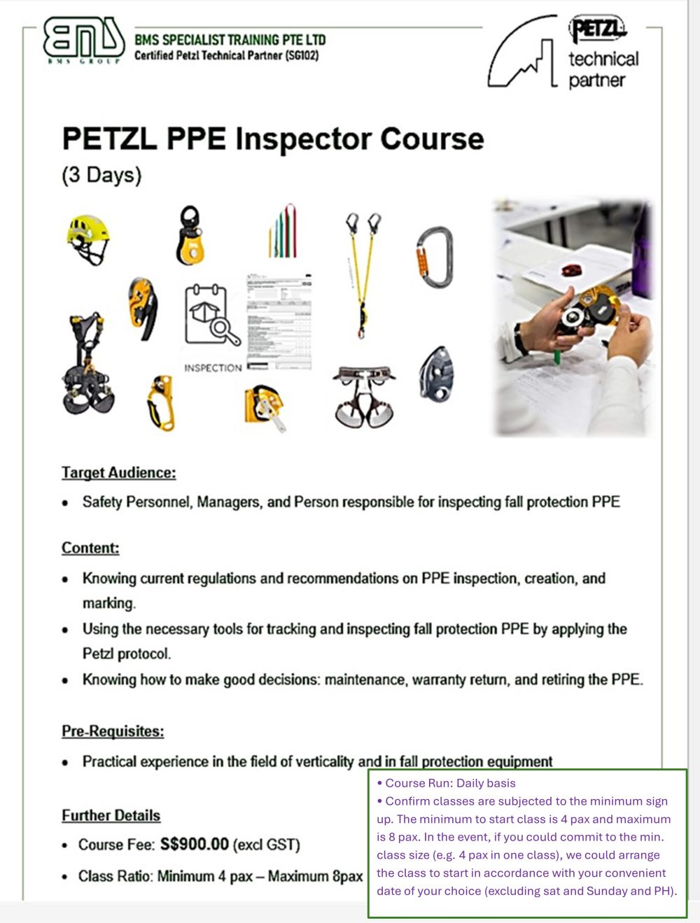 PETZL Courses – BMS Group Singapore