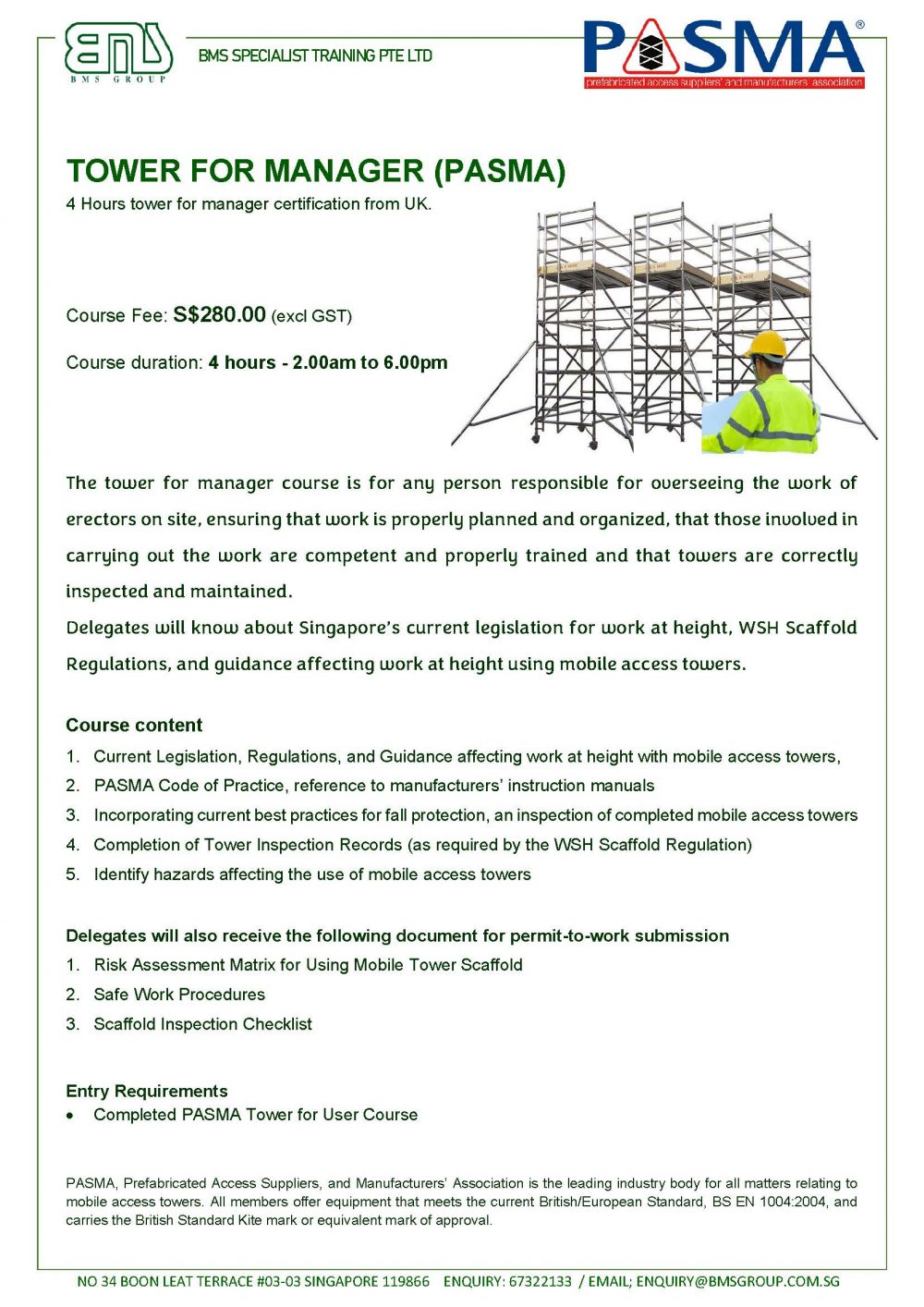 PASMA Courses – BMS Group Singapore
