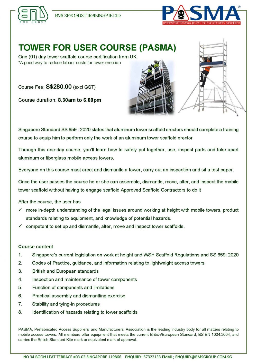 PASMA Courses – BMS Group Singapore